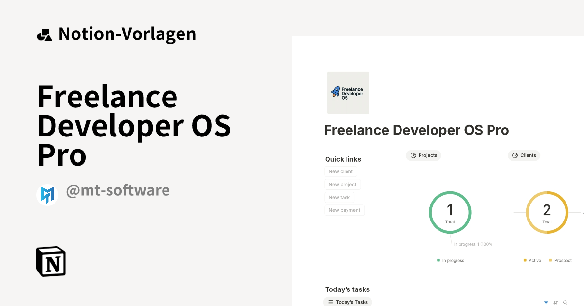 Freelance Developer OS Pro Vorlage von MT Software | Notion-Marketplace