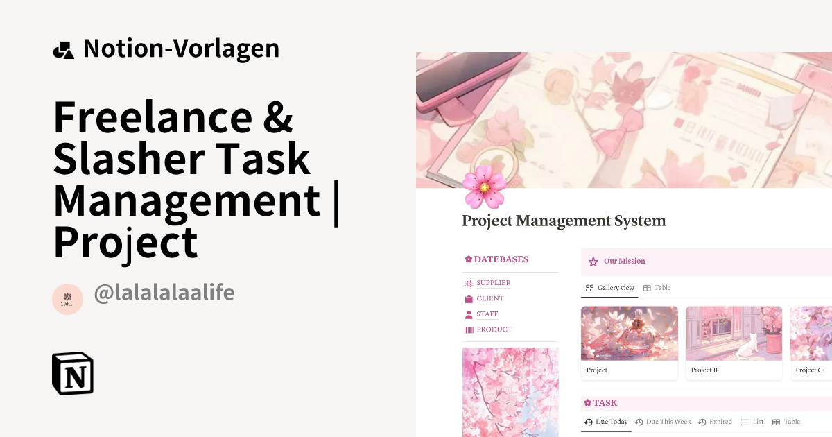 Freelance & Slasher Task Management | Project Vorlage von LalalalaaLife | Notion-Marketplace