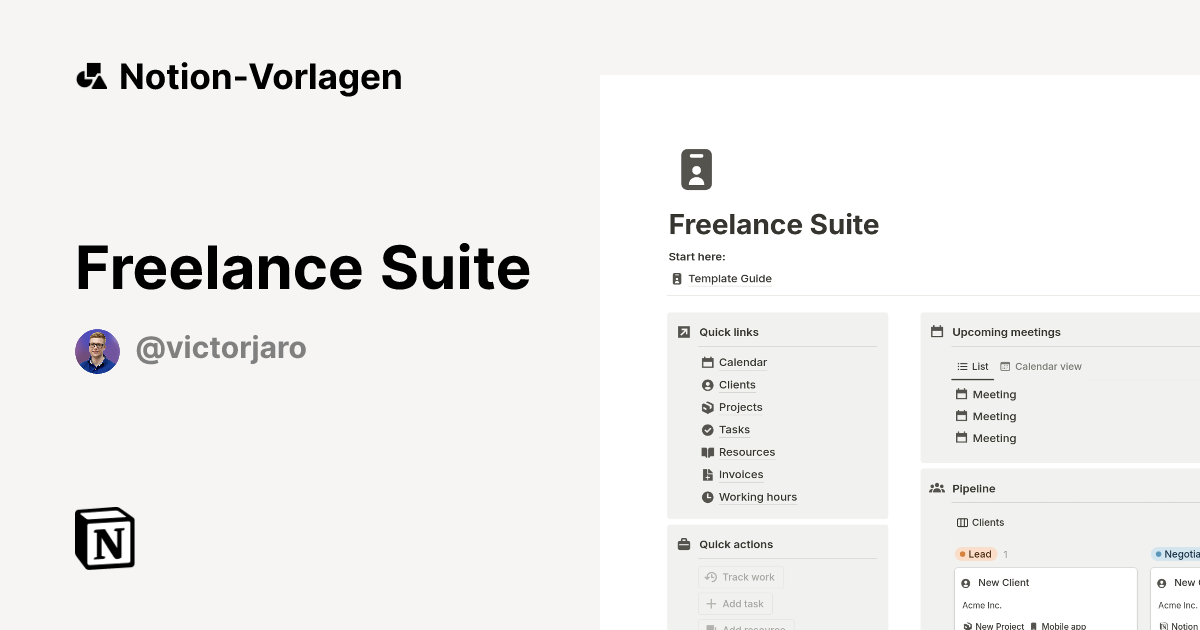 Freelance Suite Vorlage | Notion-Marketplace