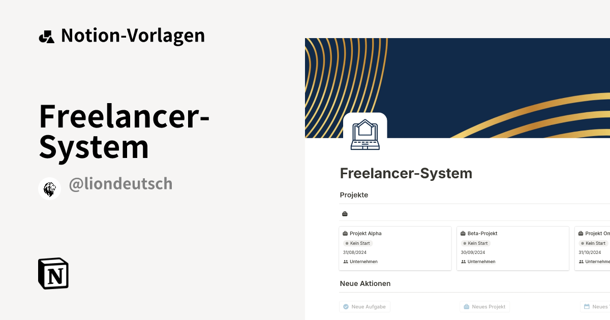 Freelancer-System Vorlage von Lion | Notion-Marketplace