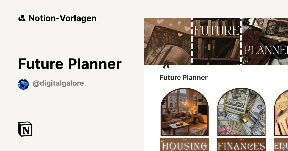 Future Planner Vorlage von Digital Galore | Notion-Marketplace
