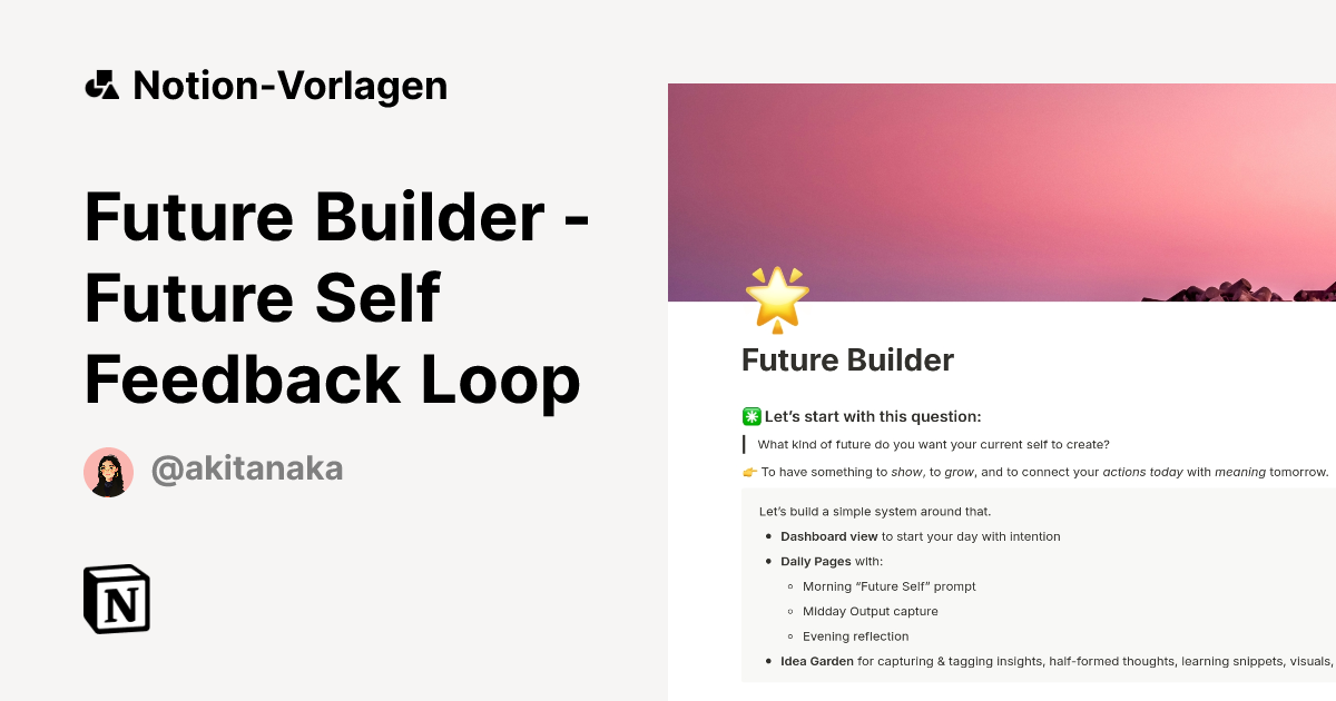 Future Builder - Future Self Feedback Loop Vorlage | Notion-Marketplace