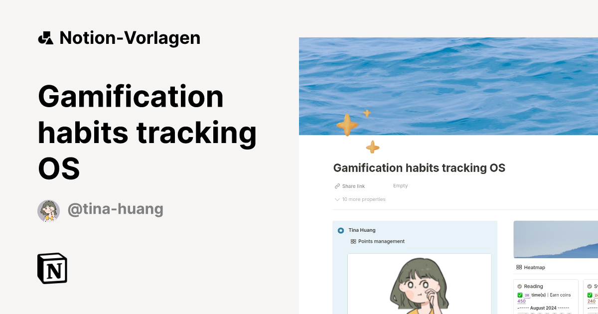 Gamification habits tracking OS Vorlage | Notion-Marketplace