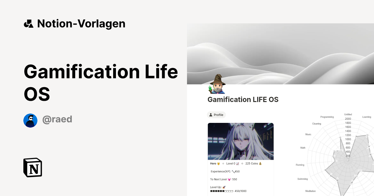 Gamification Life OS Vorlage von RAED | Notion-Marketplace