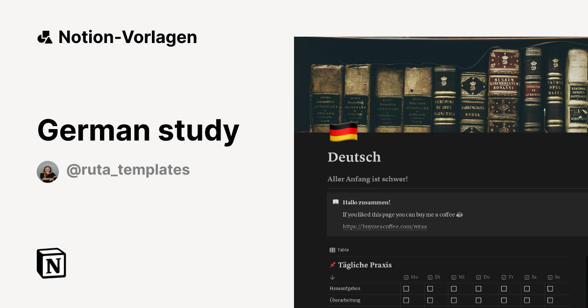 German study Vorlage | Notion-Marketplace
