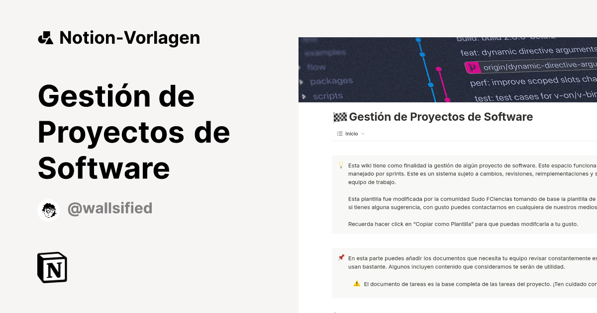 Gestión de Proyectos de Software Vorlage | Notion-Marketplace