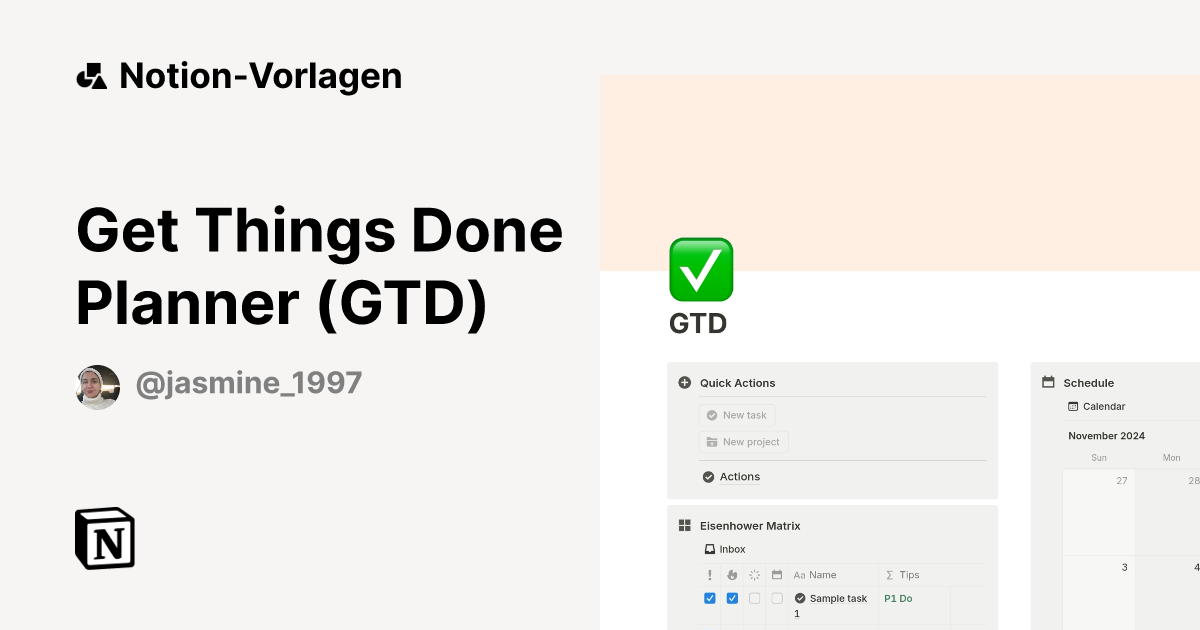 Get Things Done Planner (GTD) Vorlage von Yasaman | Notion-Marketplace
