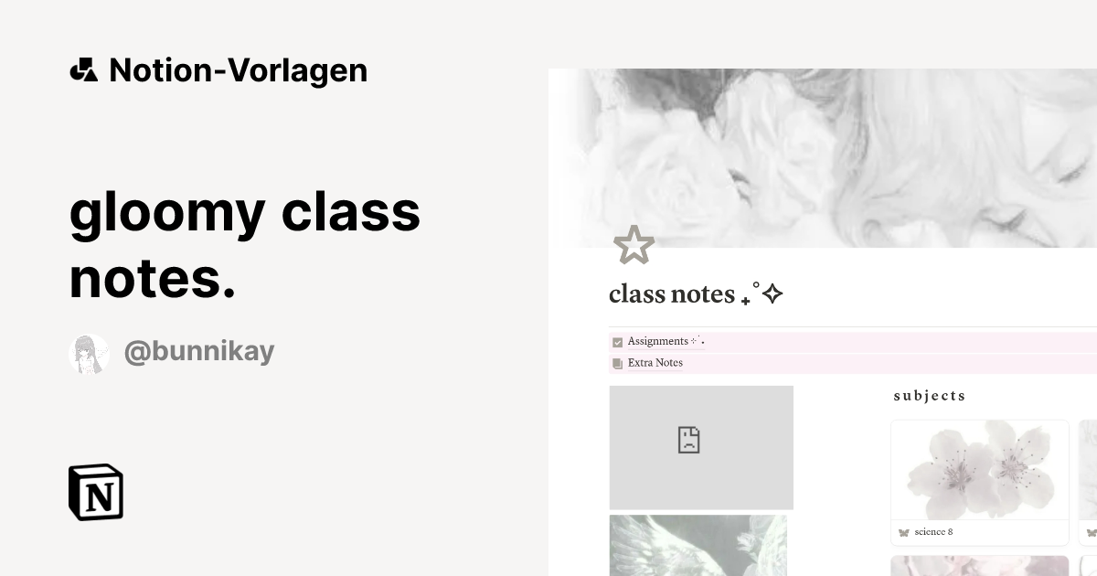gloomy class notes. Vorlage | Notion-Marketplace