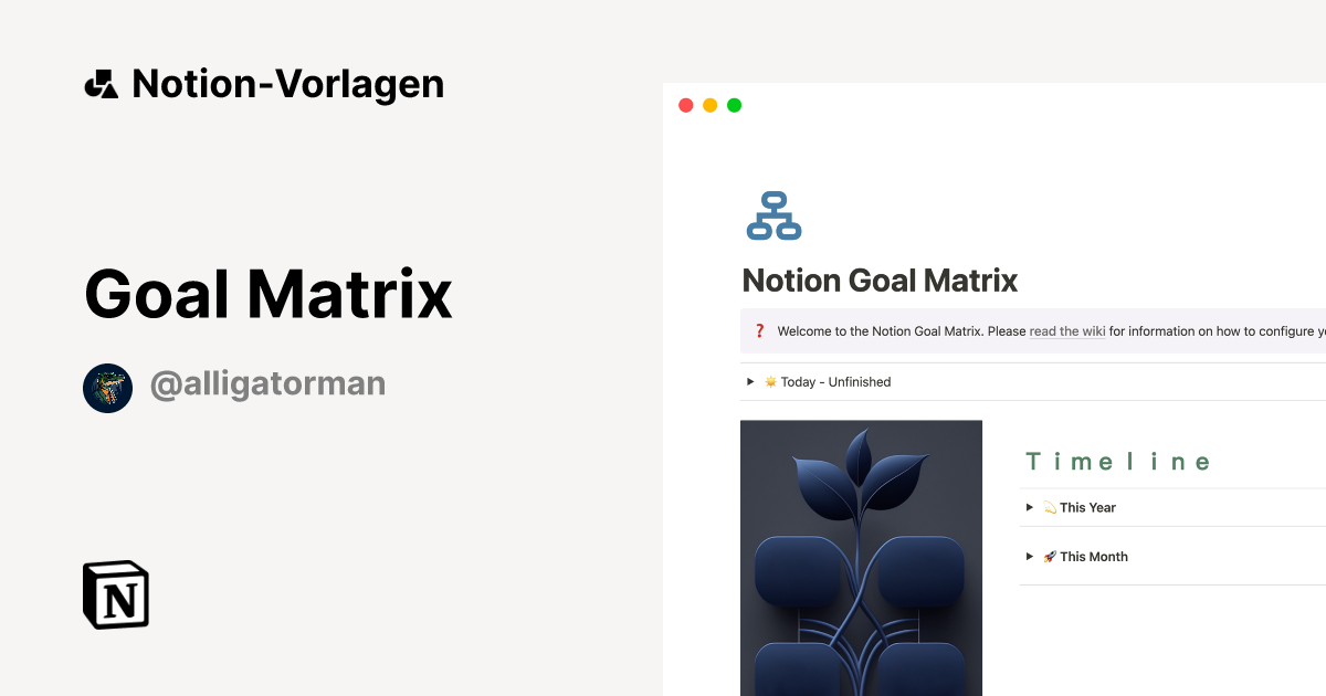 Goal Matrix Vorlage | Notion-Marketplace