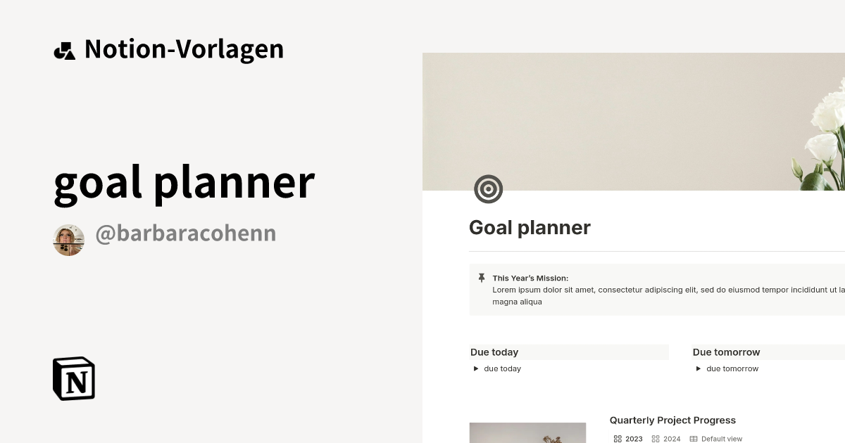 goal planner Vorlage | Notion-Marketplace