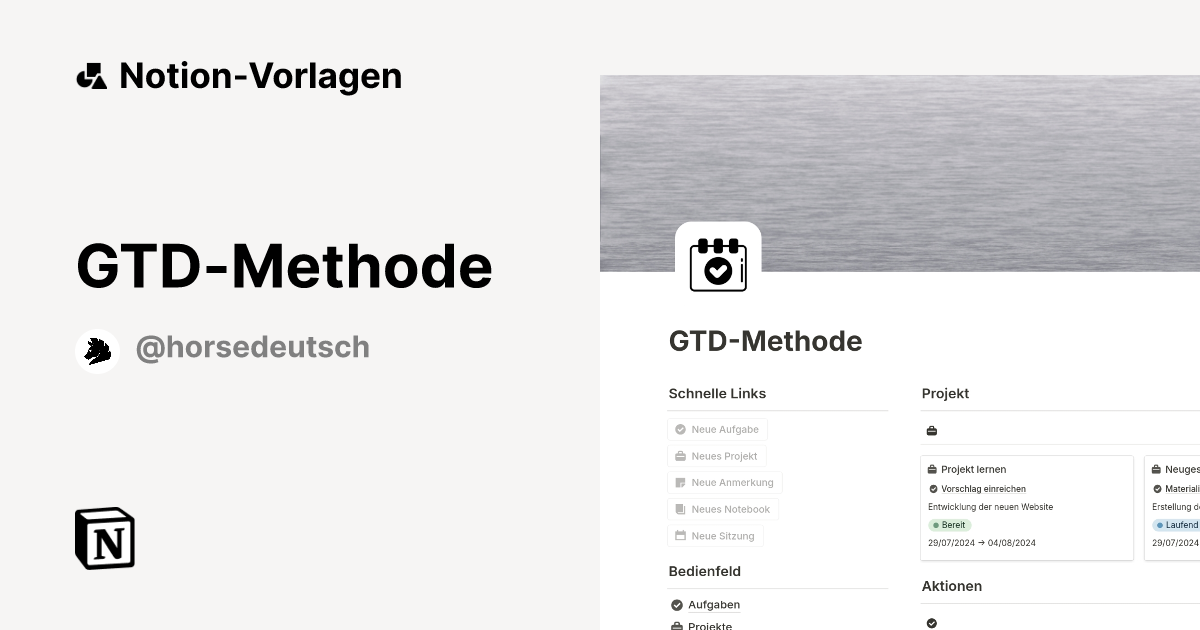 GTD-Methode Vorlage von Horse | Notion-Marketplace