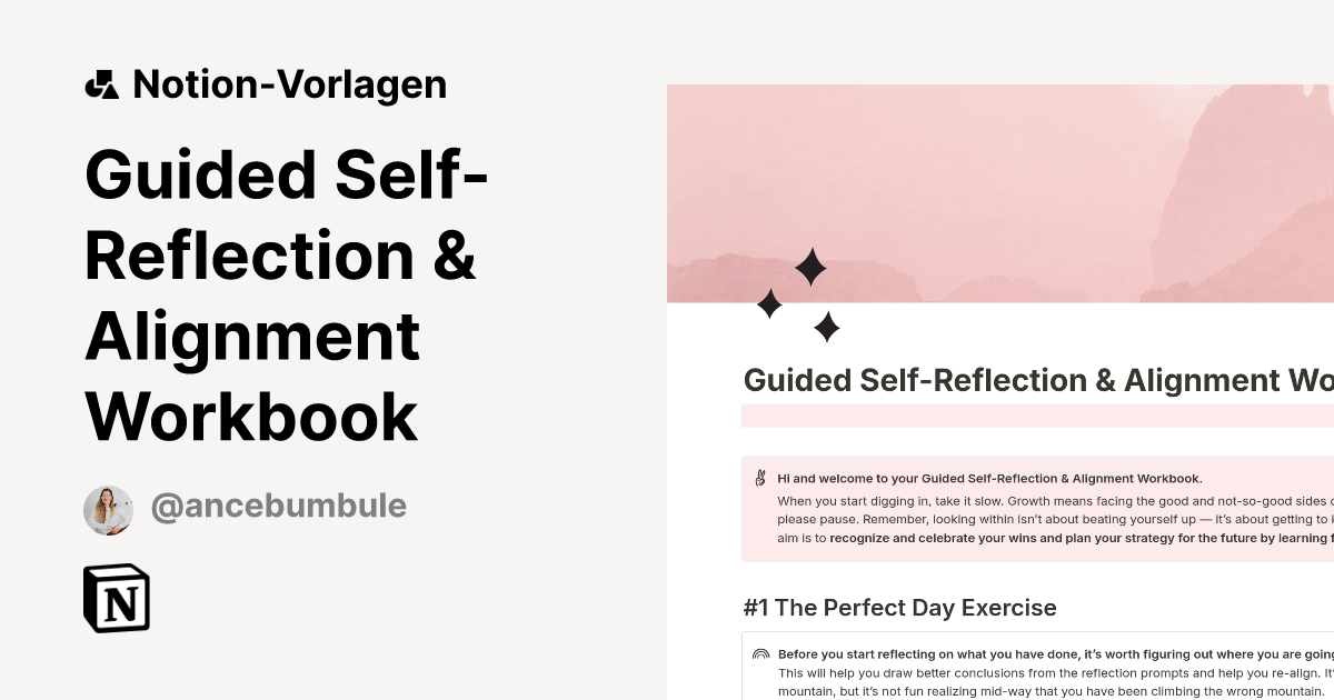 Guided Self-Reflection & Alignment Workbook Vorlage von Ance Bumbule ...