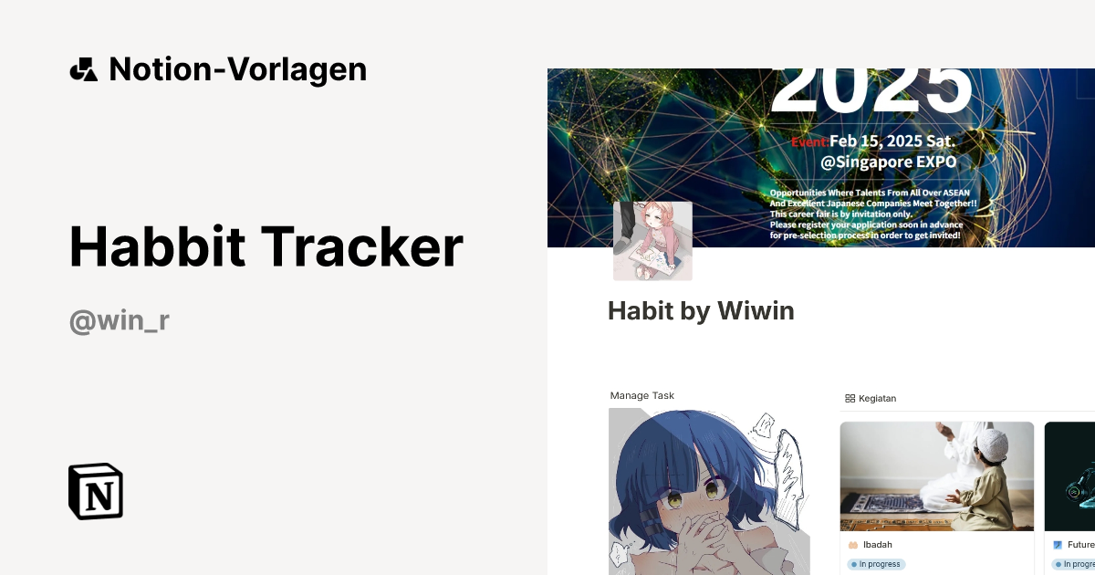 Habbit Tracker Vorlage von WiwinRistanto | Notion-Marketplace