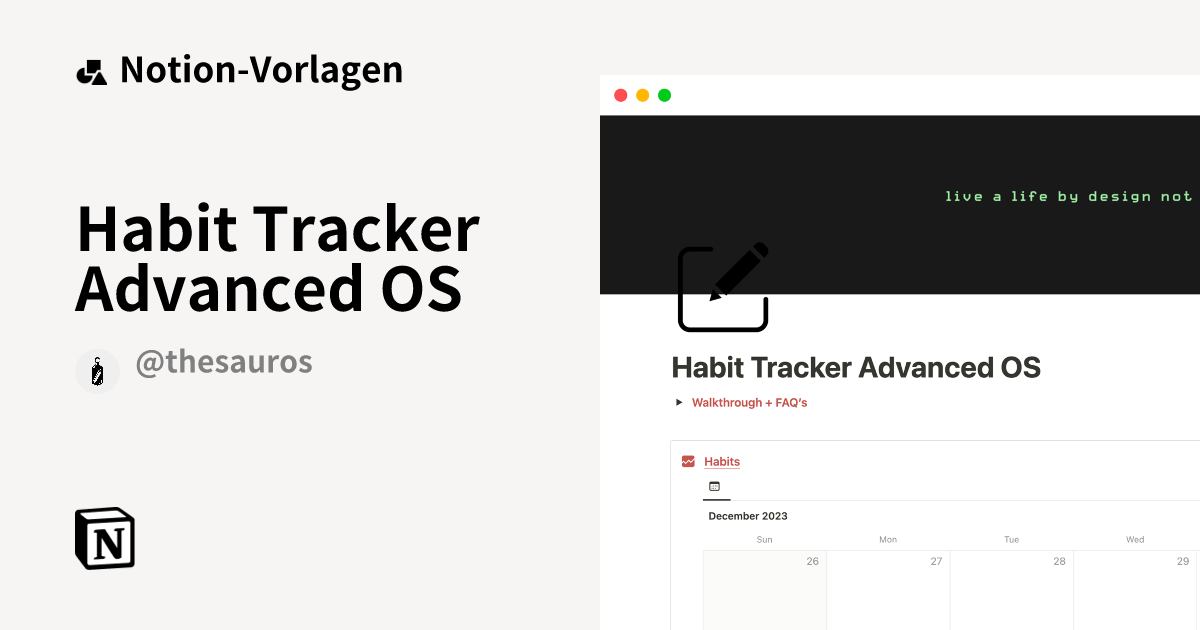 Habit Tracker Advanced OS Vorlage | Notion-Marketplace