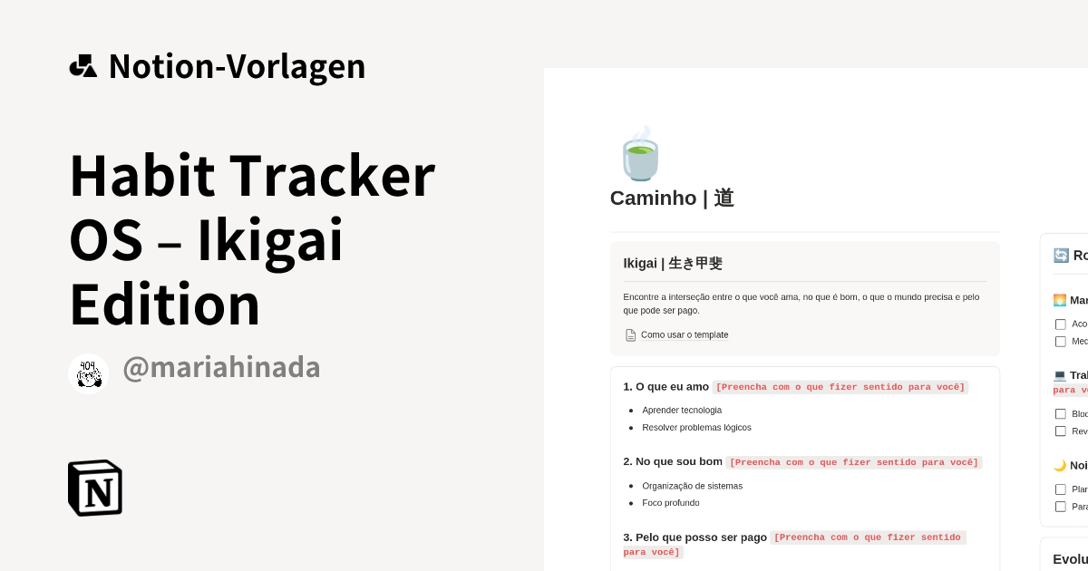 Habit Tracker OS – Ikigai Edition Vorlage | Notion-Marketplace