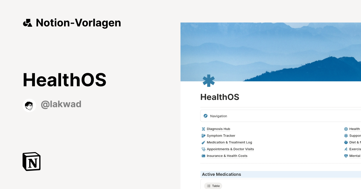 HealthOS Vorlage | Notion-Marketplace
