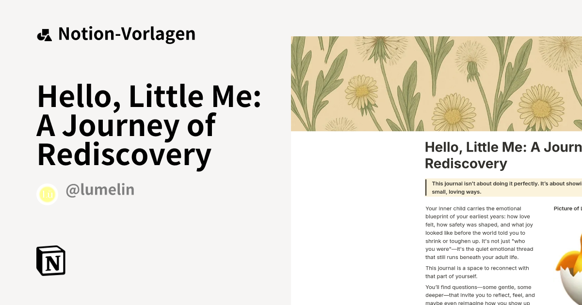 Hello, Little Me: A Journey of Rediscovery Vorlage von Lúmëlin | Notion-Marketplace