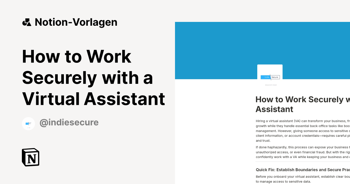 How to Work Securely with a Virtual Assistant Vorlage | Notion-Marketplace