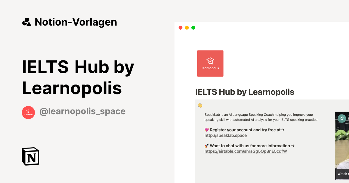IELTS Hub by Learnopolis Vorlage | Notion-Marketplace