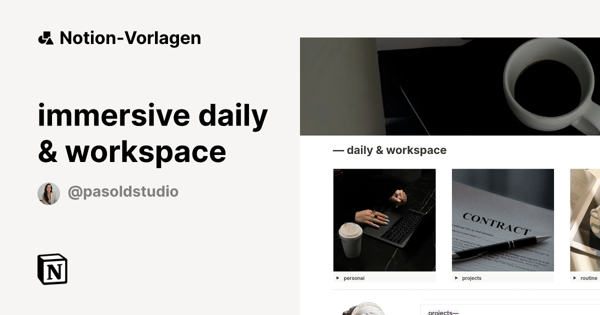 immersive daily & workspace Vorlage | Notion-Marketplace