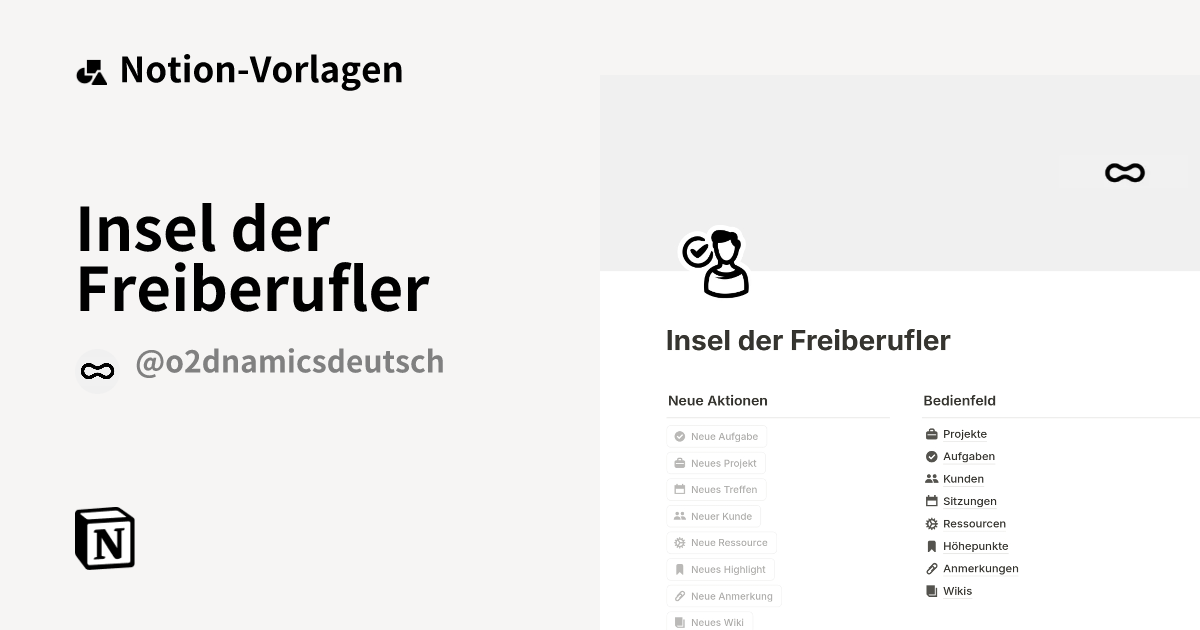 Insel der Freiberufler Vorlage von O2 Dynamics Deutsch | Notion-Marketplace