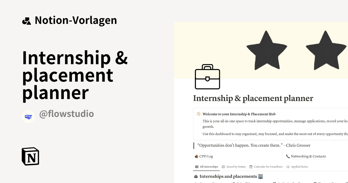 Internship & placement planner Vorlage von flowstudio | Notion-Marketplace