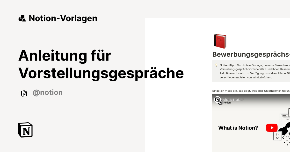 Anleitung für Vorstellungsgespräche 2025 Vorlage | Notion-Marketplace