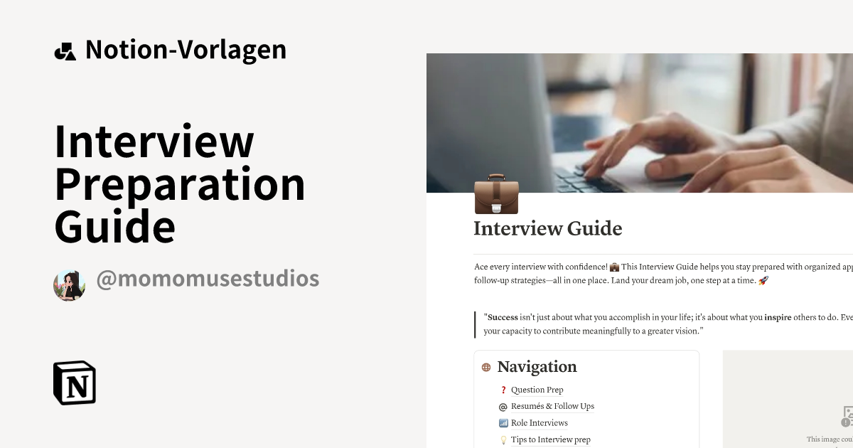 Interview Preparation Guide Vorlage von momomuse studio | Notion ...