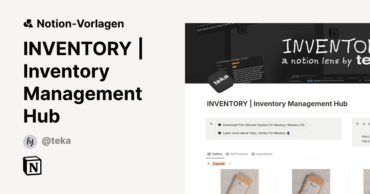 INVENTORY | Inventory Management Hub Vorlage | Notion-Marketplace