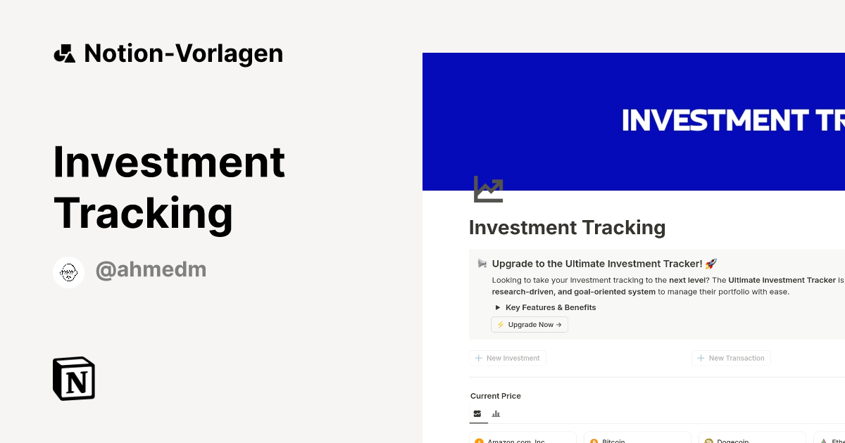 Investment Tracking Vorlage | Notion-Marketplace