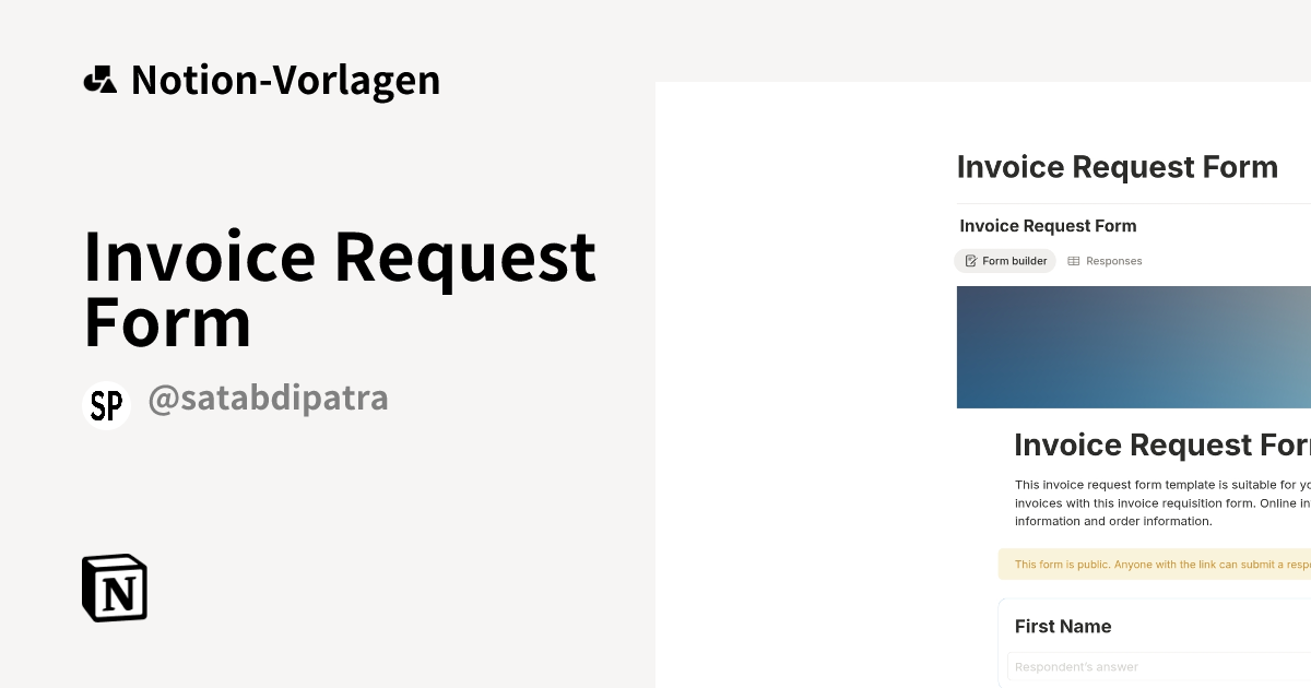 Invoice Request Form Vorlage | Notion-Marketplace