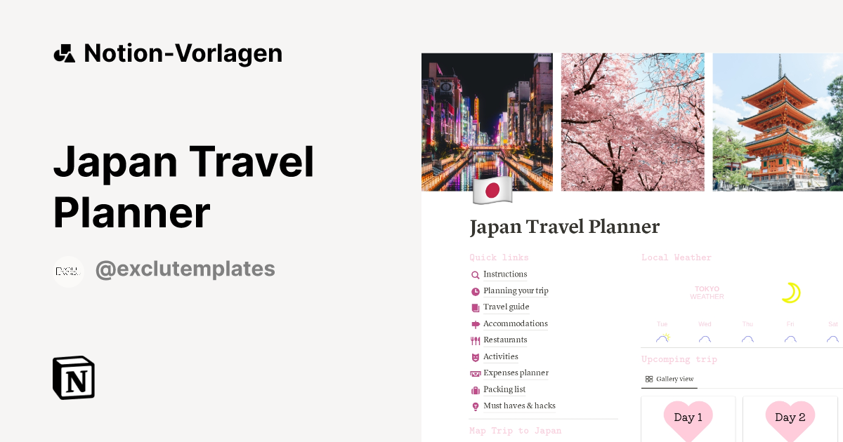 Japan Travel Planner Vorlage | Notion-Marketplace