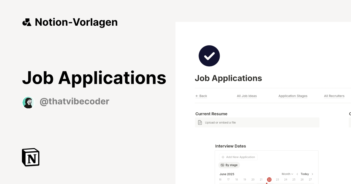 Job Applications Vorlage | Notion-Marketplace