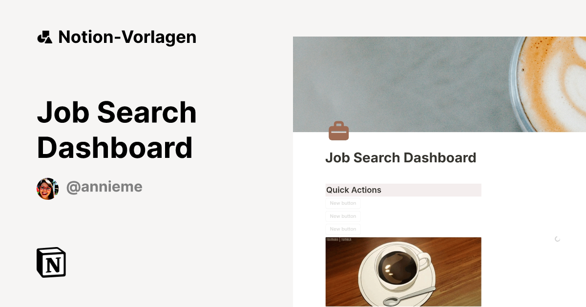 Job Search Dashboard Vorlage | Notion-Marketplace