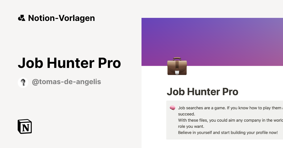 Job Hunter Pro Vorlage | Notion-Marketplace