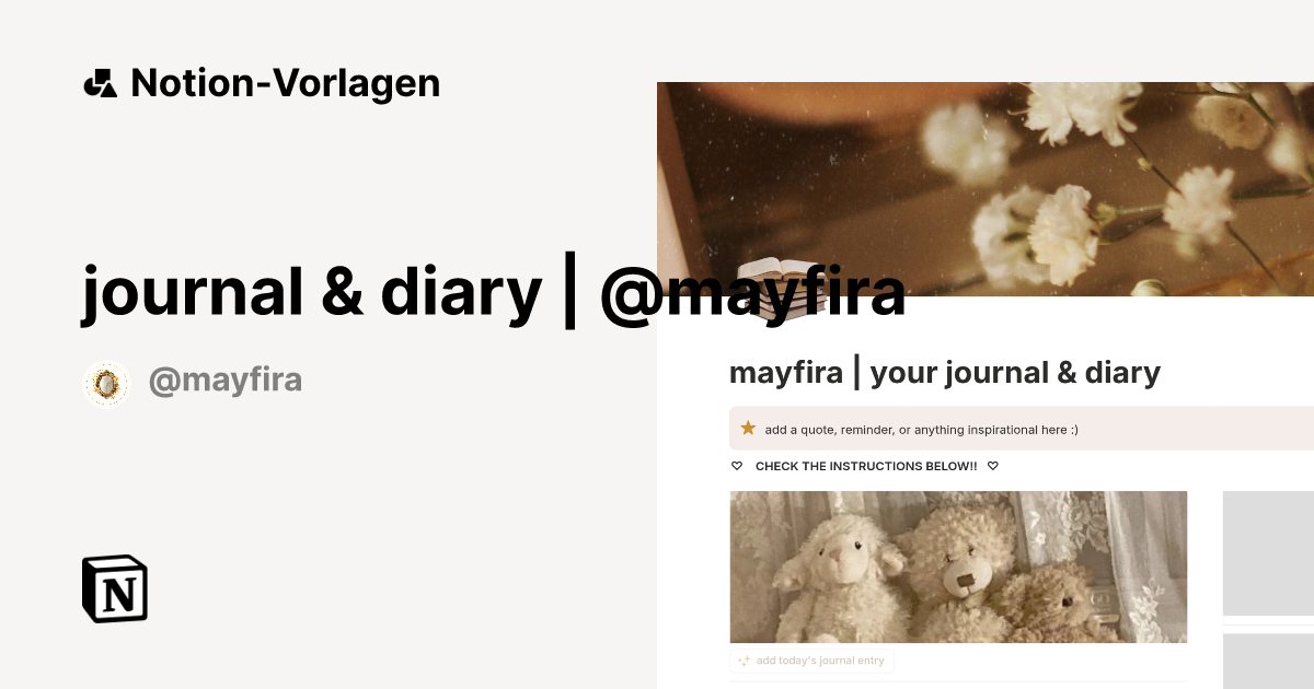 journal & diary | @mayfira Vorlage von fiona | Notion-Marketplace