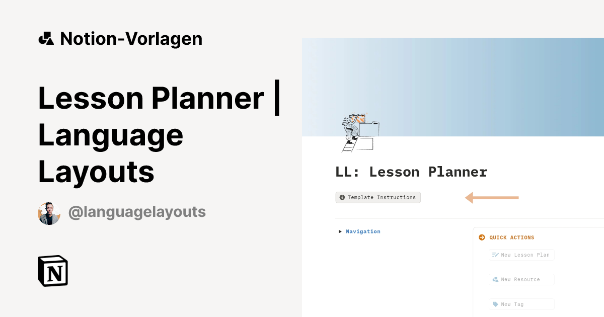 Language Layouts: Lesson Planner Vorlage von Language Layouts | Notion ...