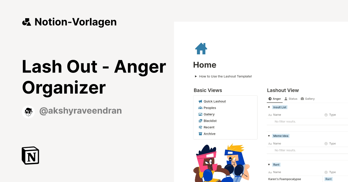 Lash Out - Anger Organizer Vorlage von Akshay Raveendran | Notion ...