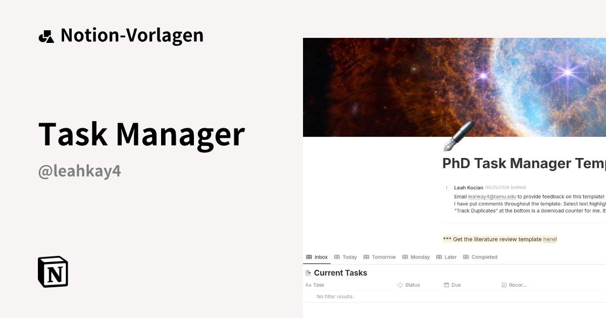 Task Manager Vorlage | Notion-Marketplace