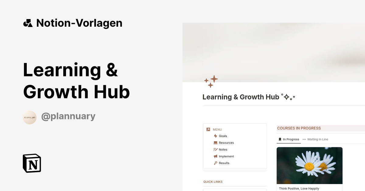 Learning & Growth Hub Vorlage | Notion-Marketplace