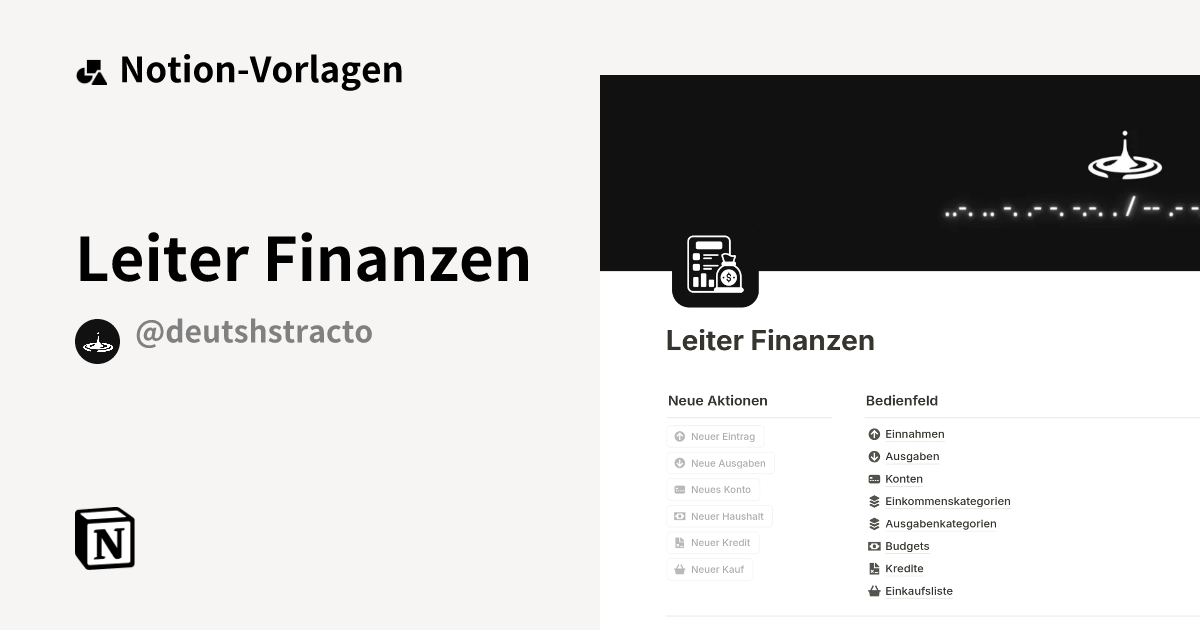 Leiter Finanzen Vorlage von Stracto | Notion-Marketplace