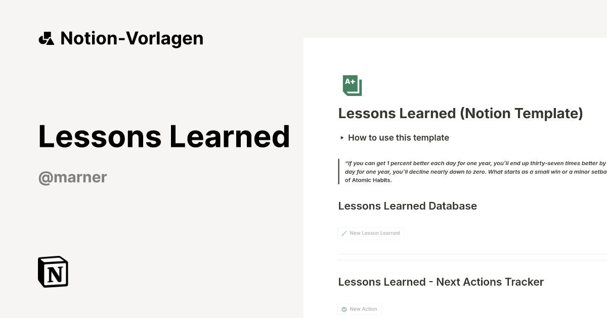Lessons Learned Vorlage | Notion-Marketplace
