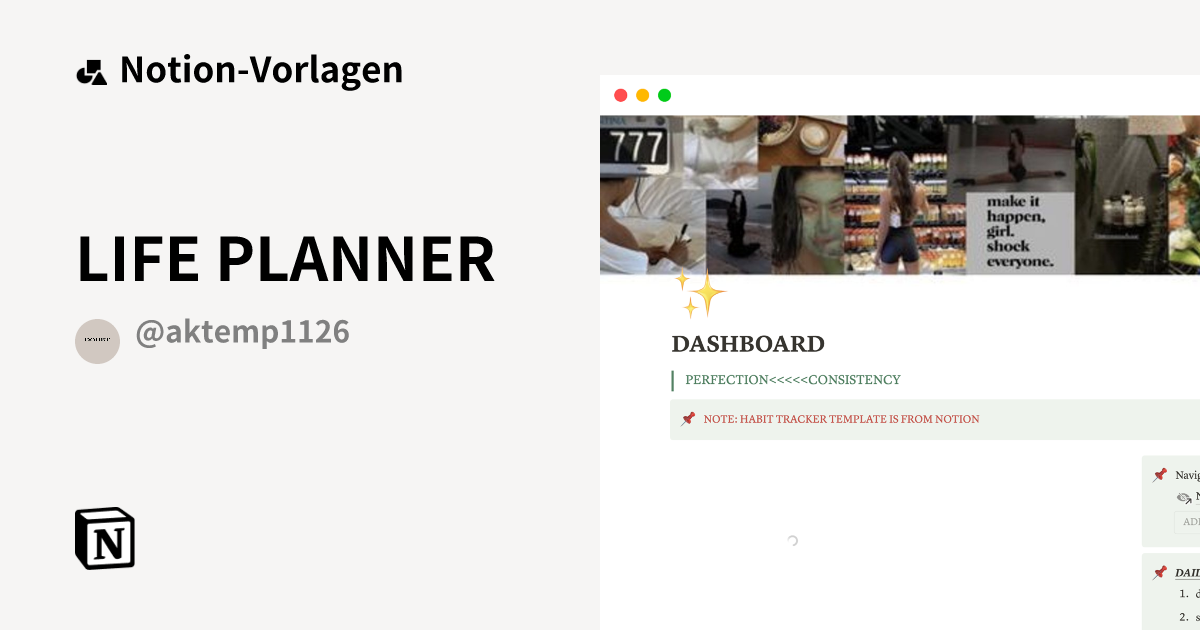 LIFE PLANNER Vorlage von Productivity Temp. | Notion-Marketplace