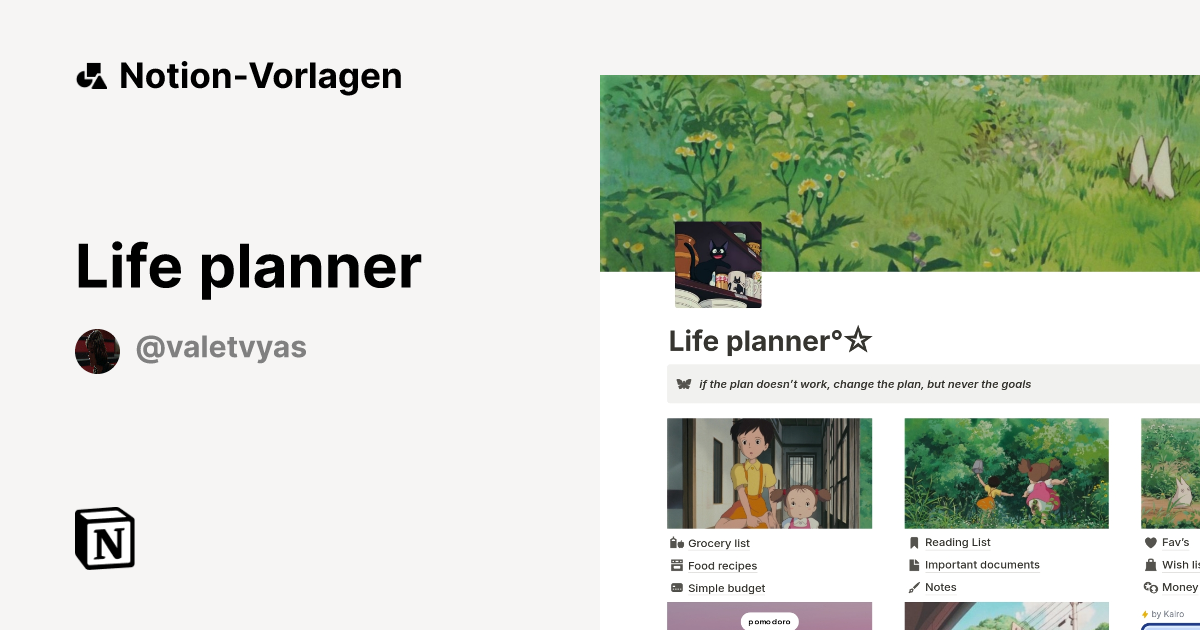 Life planner Vorlage | Notion-Marketplace
