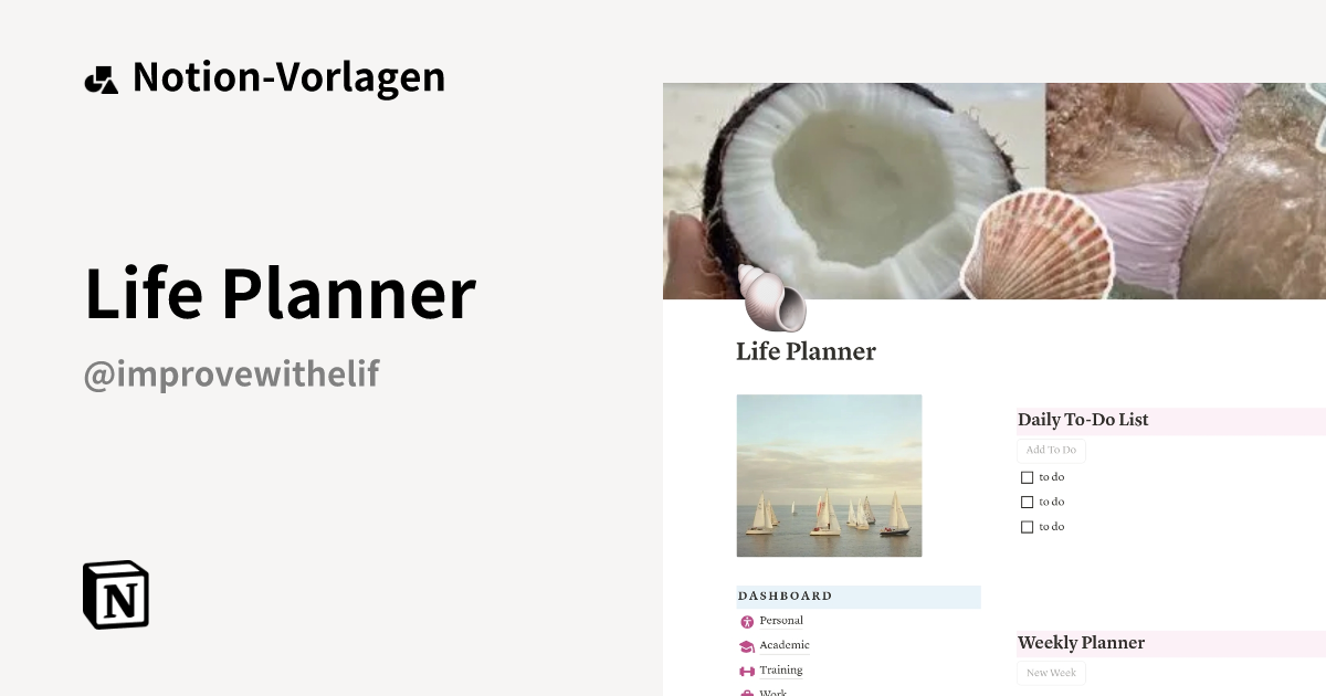 Life Planner Vorlage | Notion-Marketplace