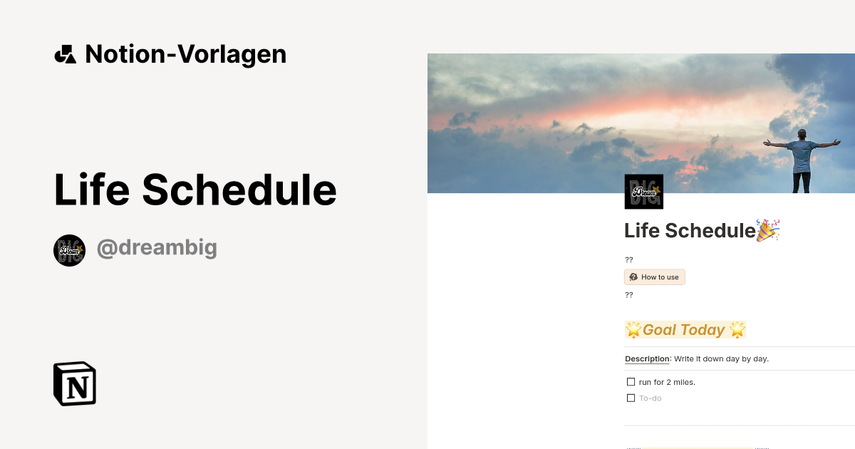 Life Schedule Vorlage | Notion-Marketplace