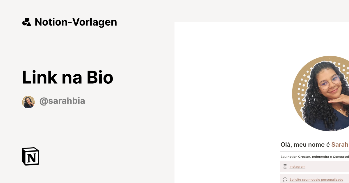 Link na Bio Vorlage | Notion-Marketplace