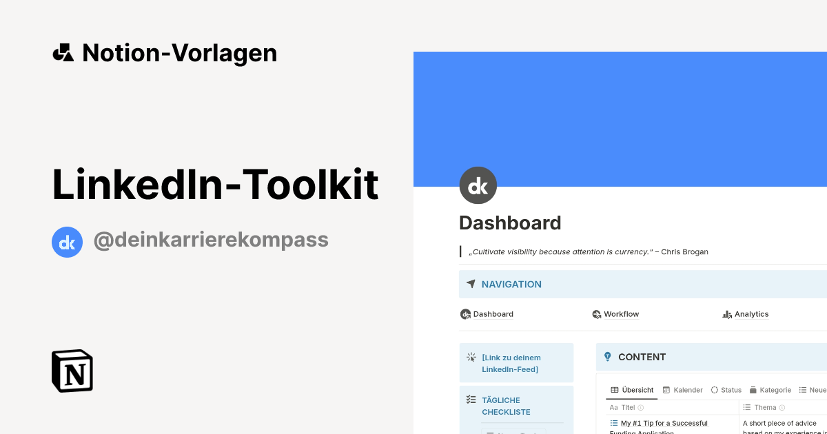 LinkedIn-Toolkit Vorlage | Notion-Marketplace