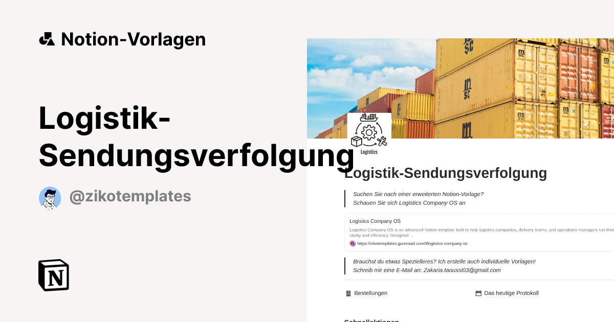 Logistics Delivery Tracker Vorlage | Notion-Marketplace