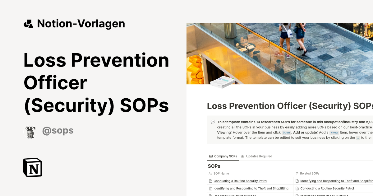 Loss Prevention Officer (Security) SOPs Vorlage von SOPs | Notion-Marketplace